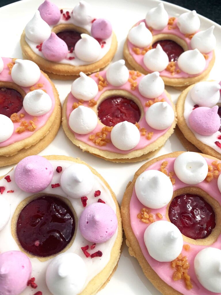 Meringue Topped Jam Biscuit Recipe – Flower & White